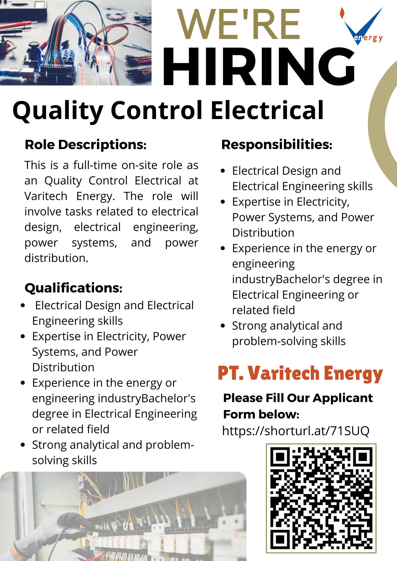 Hiring Quality Control Electrical – Varitech Energy